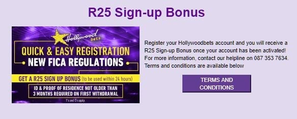Hollywoodbets Bonus Code - Get a R25 no deposit bet