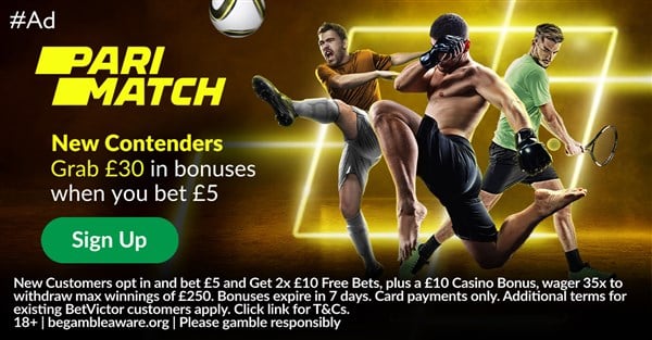 Parimatch bonus code NEWBONUS - Bet £5, Get £30 in bonuses
