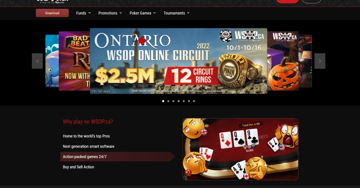 WSOP.ca Promo Code | Join this new Canadian poker site with code NEWBONUS