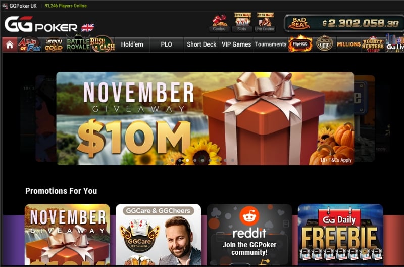 GGPoker November giveaway - $10million to be won this month