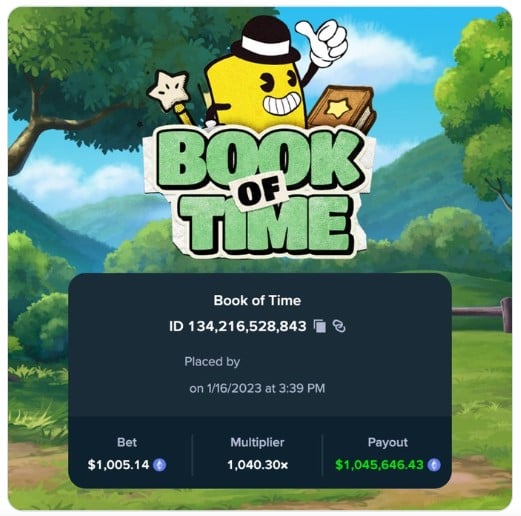 ผู้เล่นชนะ 1.04 ล้านดอลลาร์จาก Book of Time Slot ที่ Stake .com