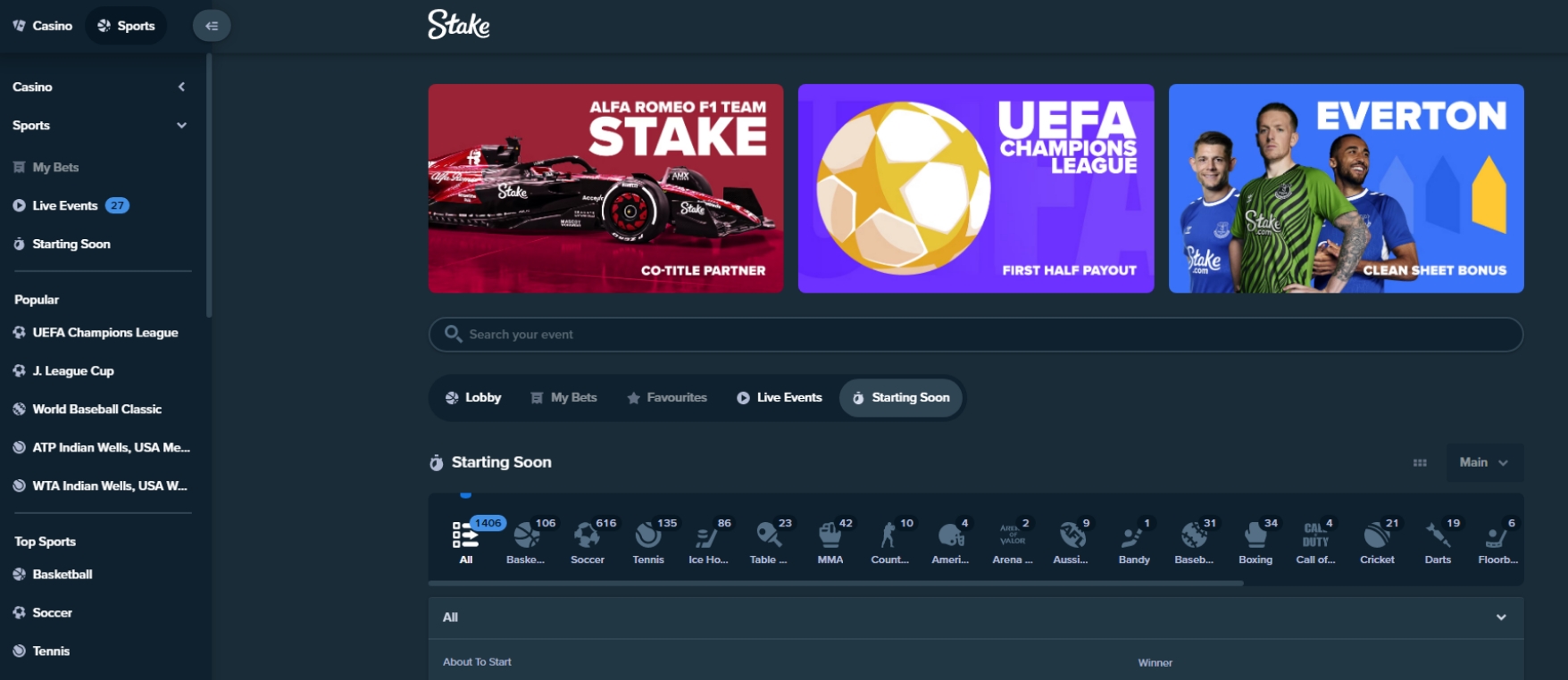 Guide to Betting on Sports at Stake.com