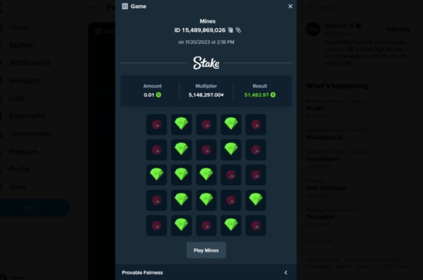 Phenomenal 5,148,297x Mines Max Win at Stake.us Casino