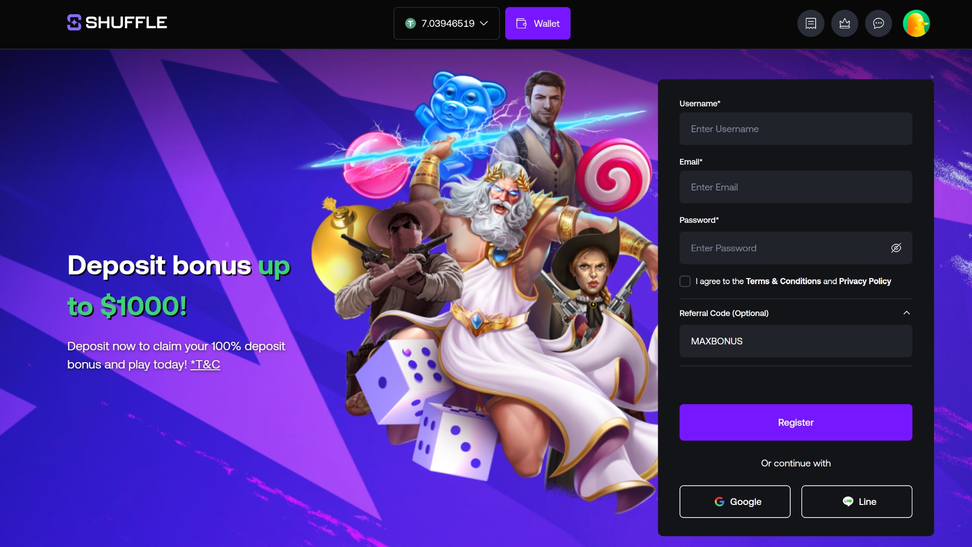 Shuffle promo code MAXBONUS - How to get up to $1000 bonus