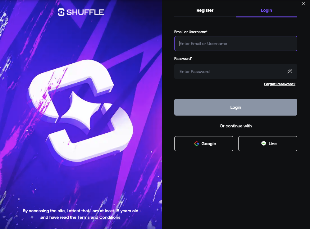 Shuffle.com Registration - How to Register and Login at Shuffle