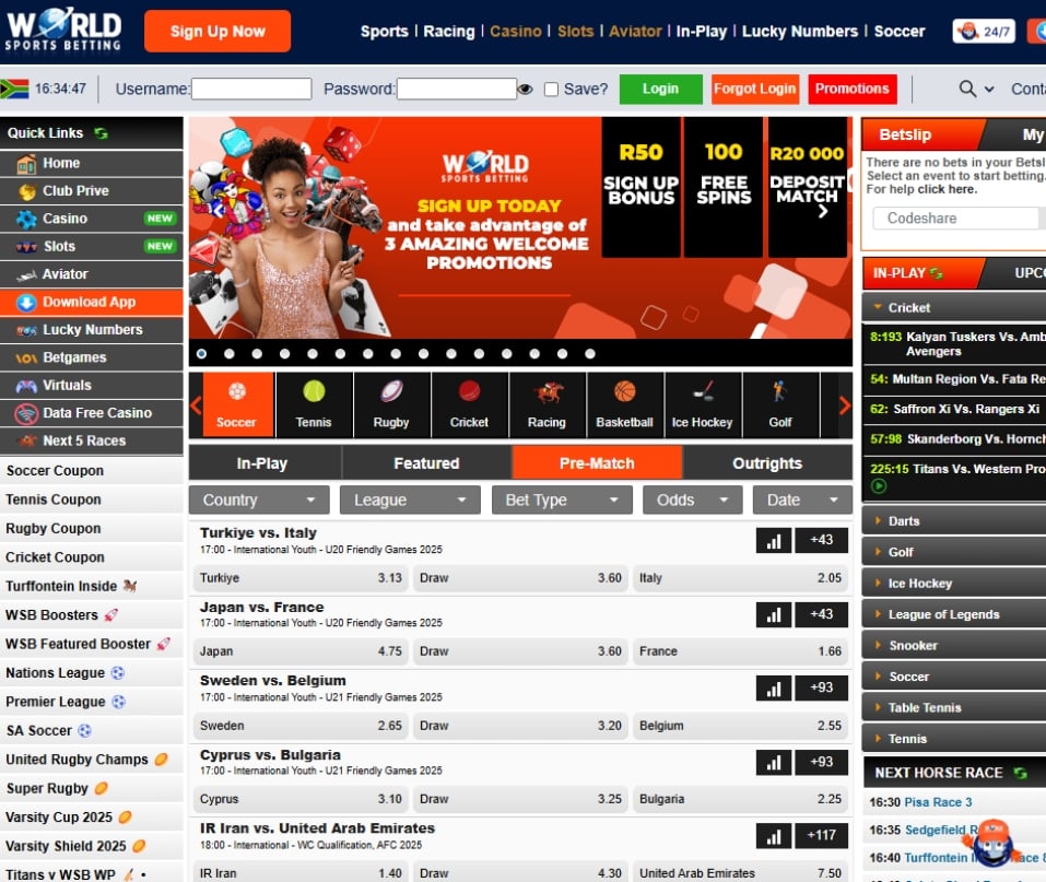 WSB Bookmaker Promo Code NEWBONUS - 100% match up to R20,000