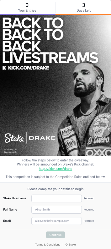 Drake x Stake 3 Weihnachts- Livestream mit Gewinnspielen
