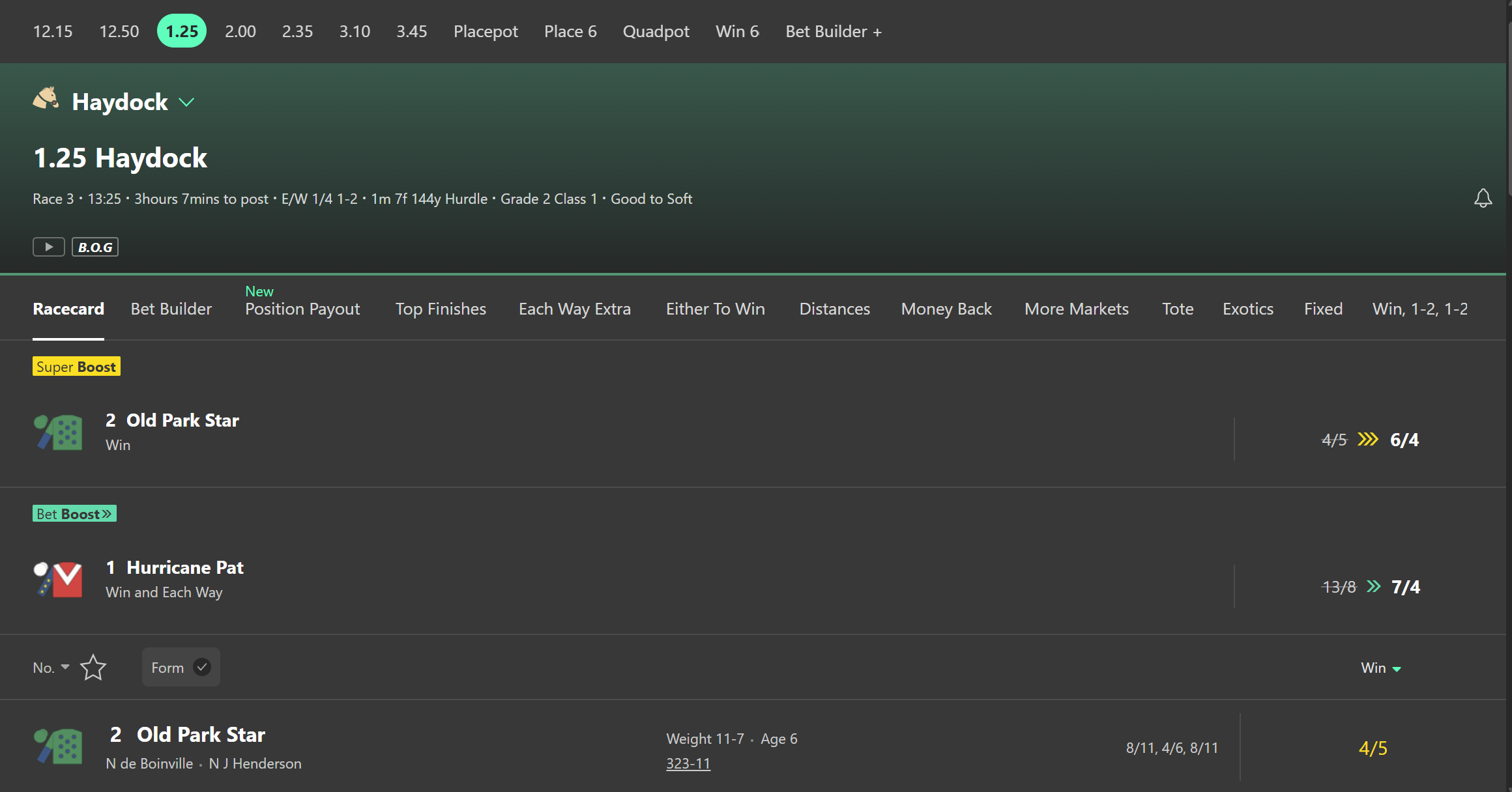 Bet365 Super Boost | Get boosted odds on Old Park Star to win at Haydock